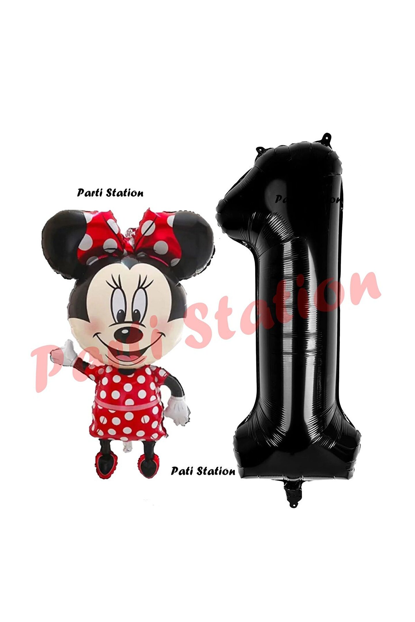 Minnie Mouse 1 Yaş Doğum Günü Set Minnie Mouse Konsept Balon ve Siyah ...