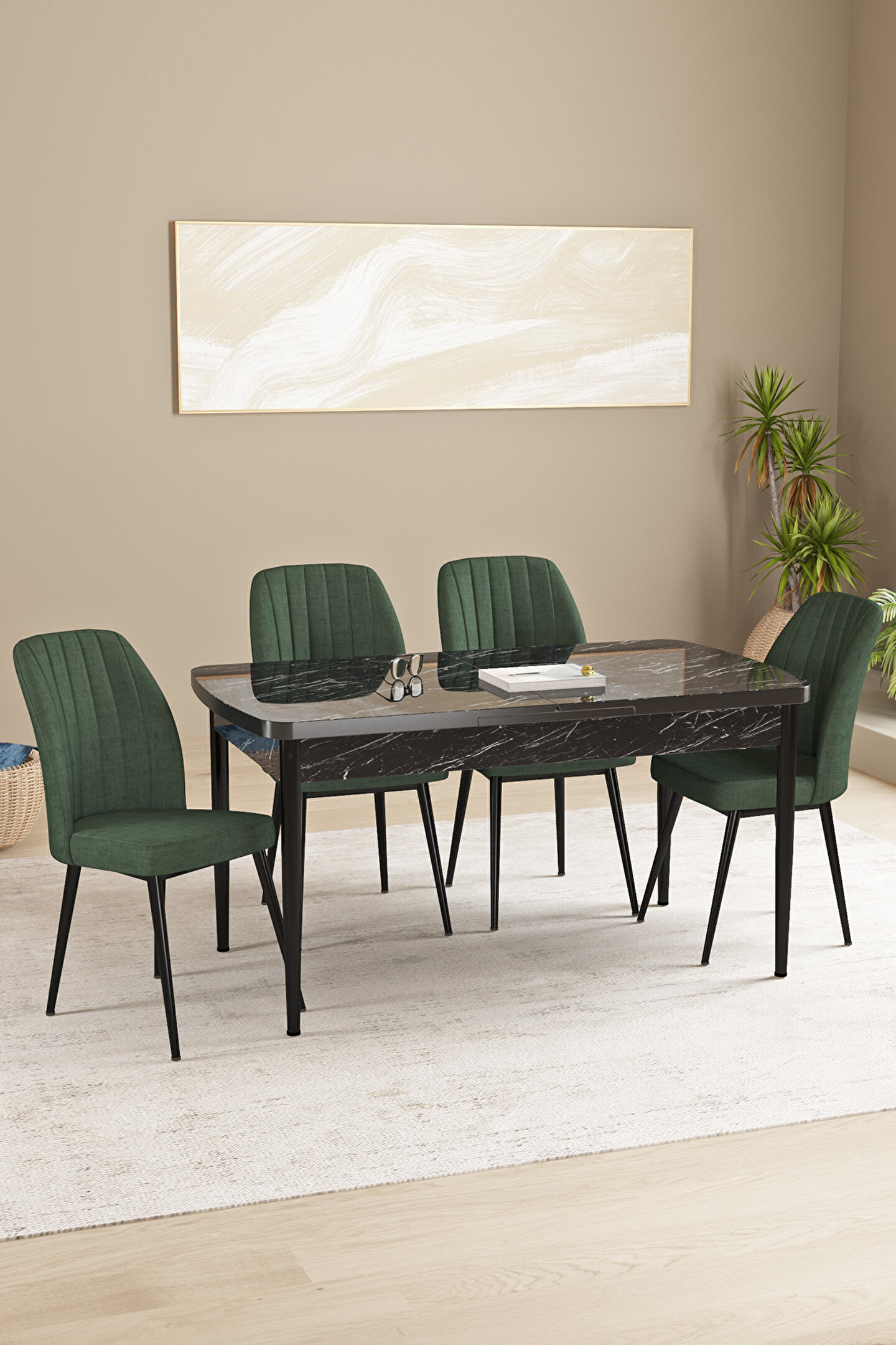 DAİSY MDF Siyah Mermer Desen Açılabilir 70X114 Cm 4 san | Vartabi