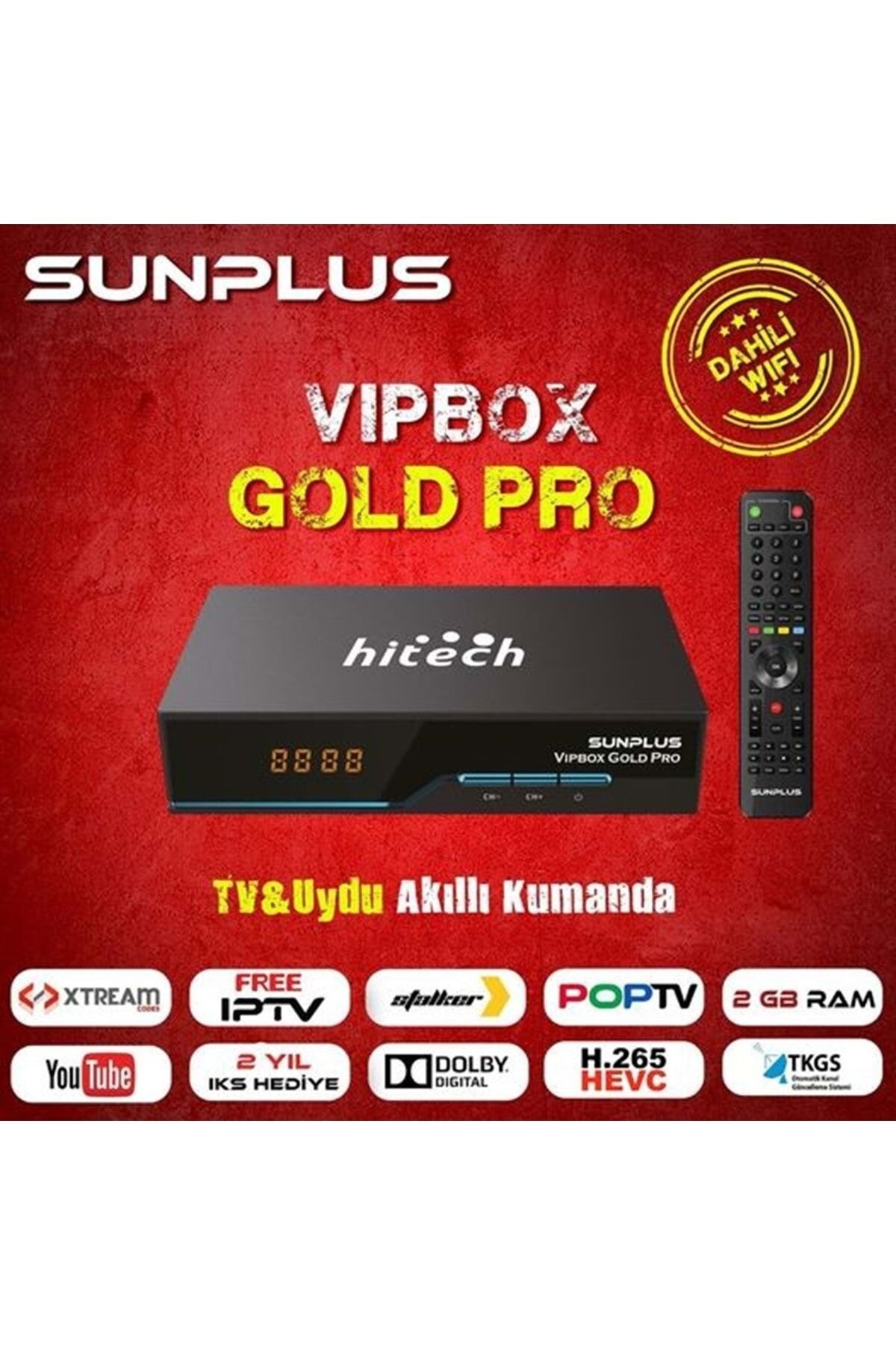 Hitech Vipbox Gold Pro Hd Uydu Cihazı Dahili Wifi | Vartabi